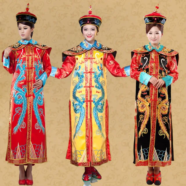 China Manchu Qing Dynasty Queen Empress Robe Dress Cosplay For Lady ...