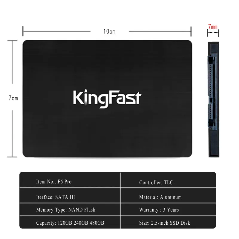 F6Pro Kingfast metal 2.5" internal 120GB SSD SATAIII 6Gb/s Solid State ...