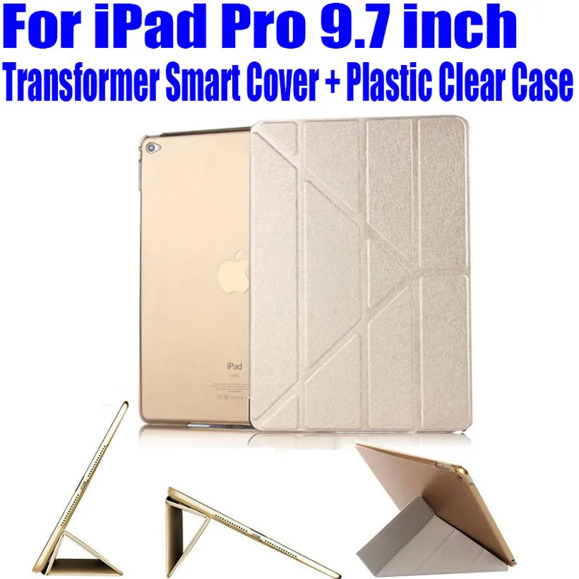 10pcs/Lot For iPad Pro Transformer Smart Cover Plastic Clear back case ...