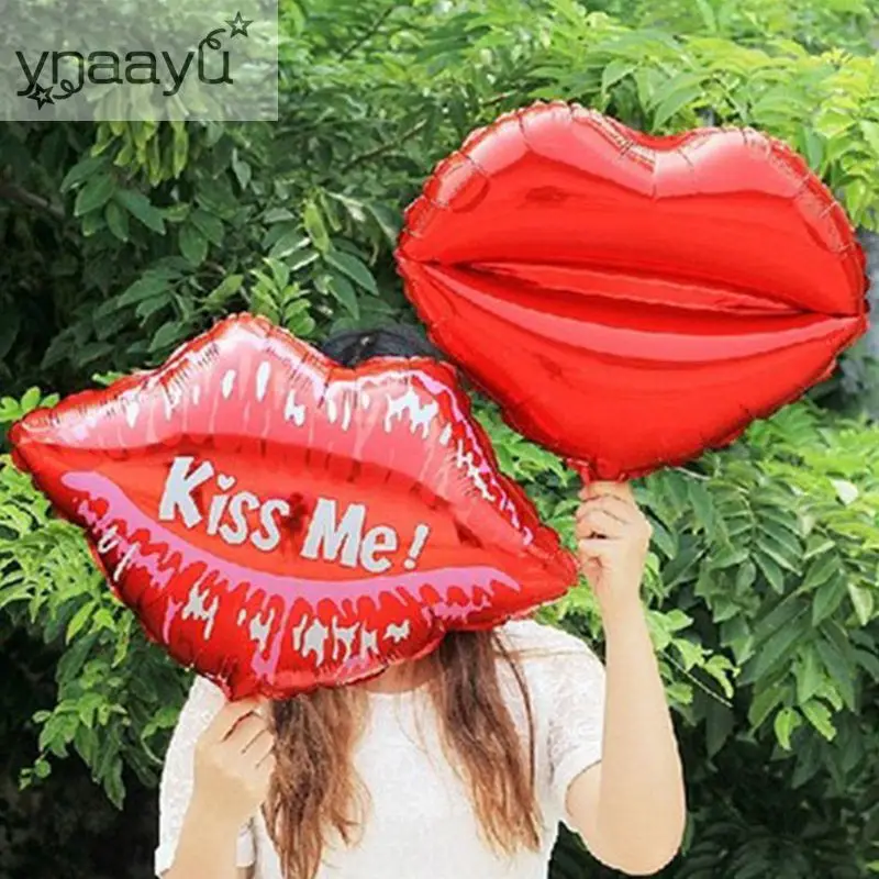 Ynaayu 1pc Red Lips Foil Balloon Kiss Me Aluminum Balloons Sexy Lips