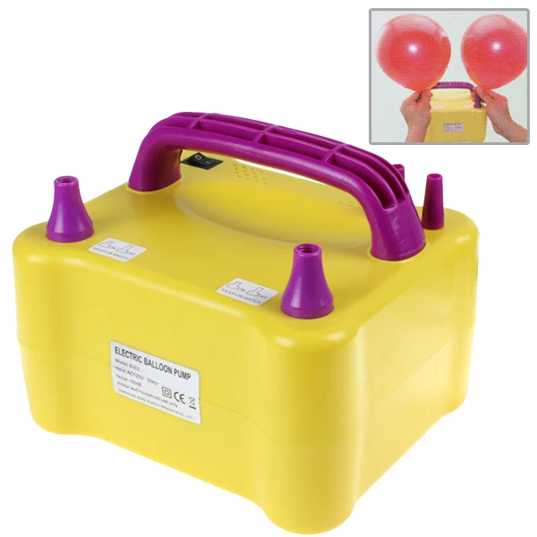 With Two Nozzles Bright Yellow 600W Electric Balloon Auto Air Inflator ...