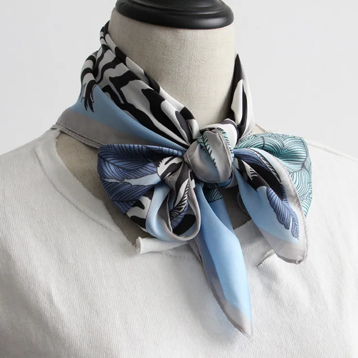 Mujeres tie impresión cuadrado bufanda seda imitado Bufandas leopardo ...