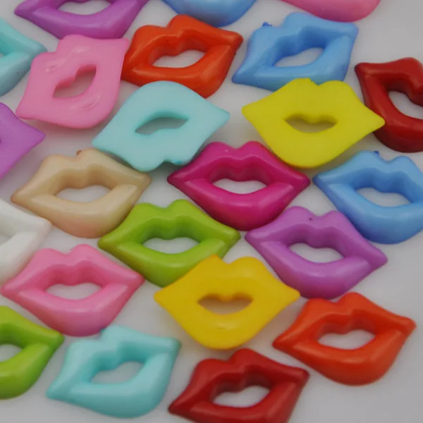 100pcs Mini Mix Lips Flatback Resin Buttons Scrapbooking DIY Appliques ...