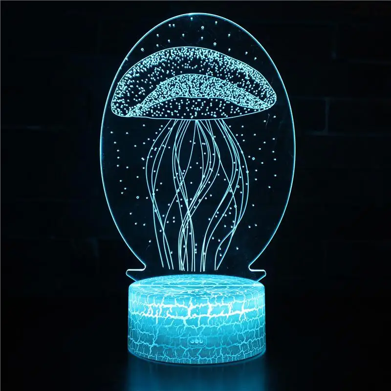 LumiParty Pretty 3D LED Night Light Colorful Jellyfish Night Lamp Touch ...