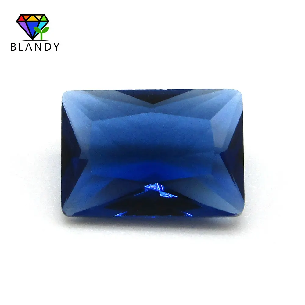 Factory Price 3x5~10x12mm Rectangle Shape Glass Gems Stone Blue Color ...