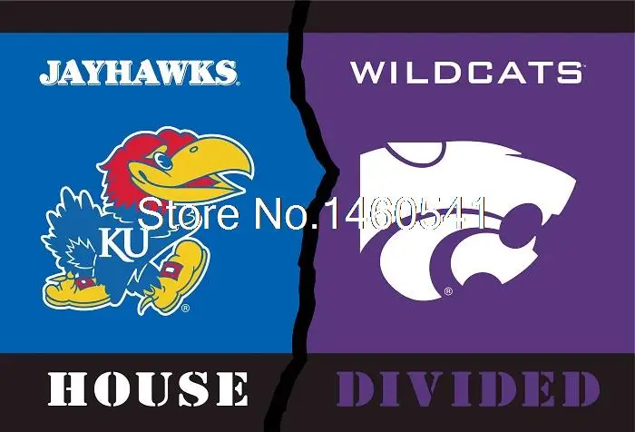 Kansas Jayhawks Kansas State Wildcats House Divided Flag 3ft x 5ft ...