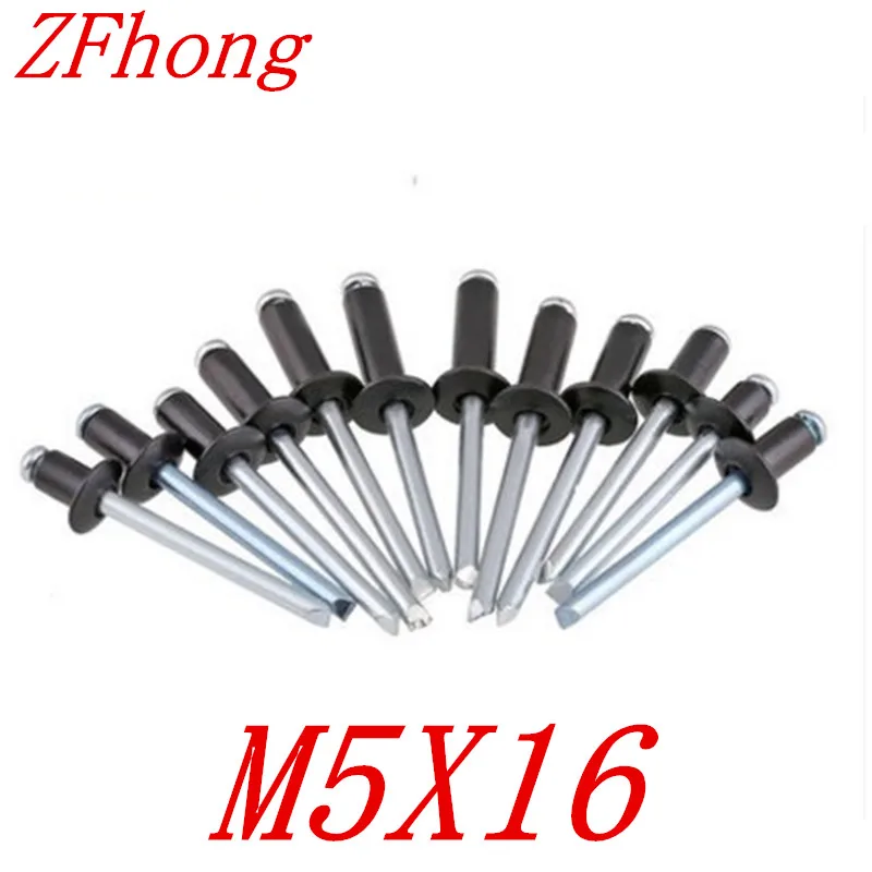 100PCS M5*16 m5 x 16 black Aluminium Blind Round Head Rivets Nail ...