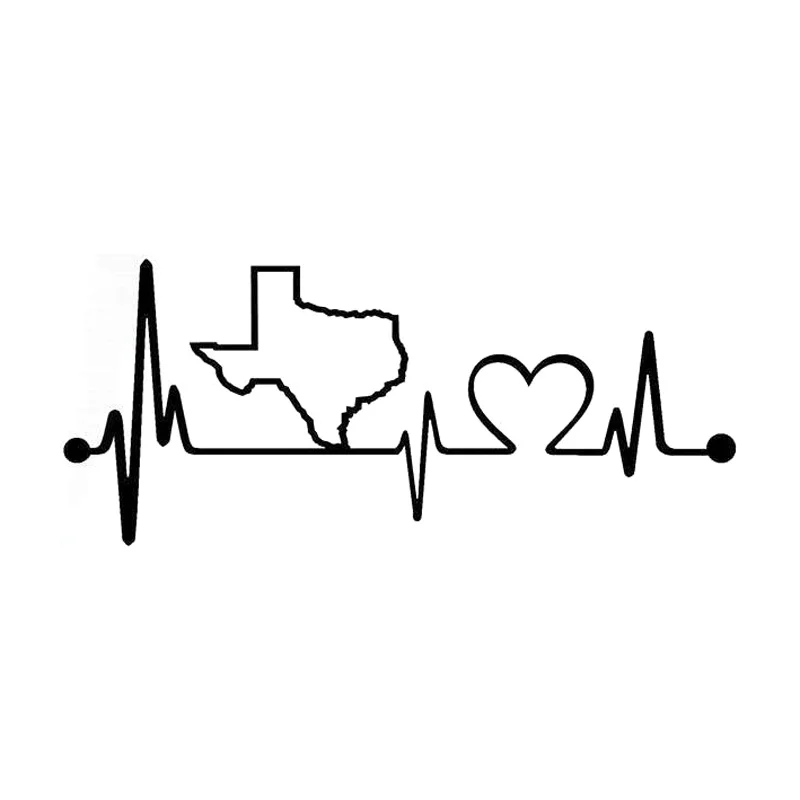 19cm*8.3cm Texas Heartbeat Lifeline Cartoon Stickers Decals Car ...