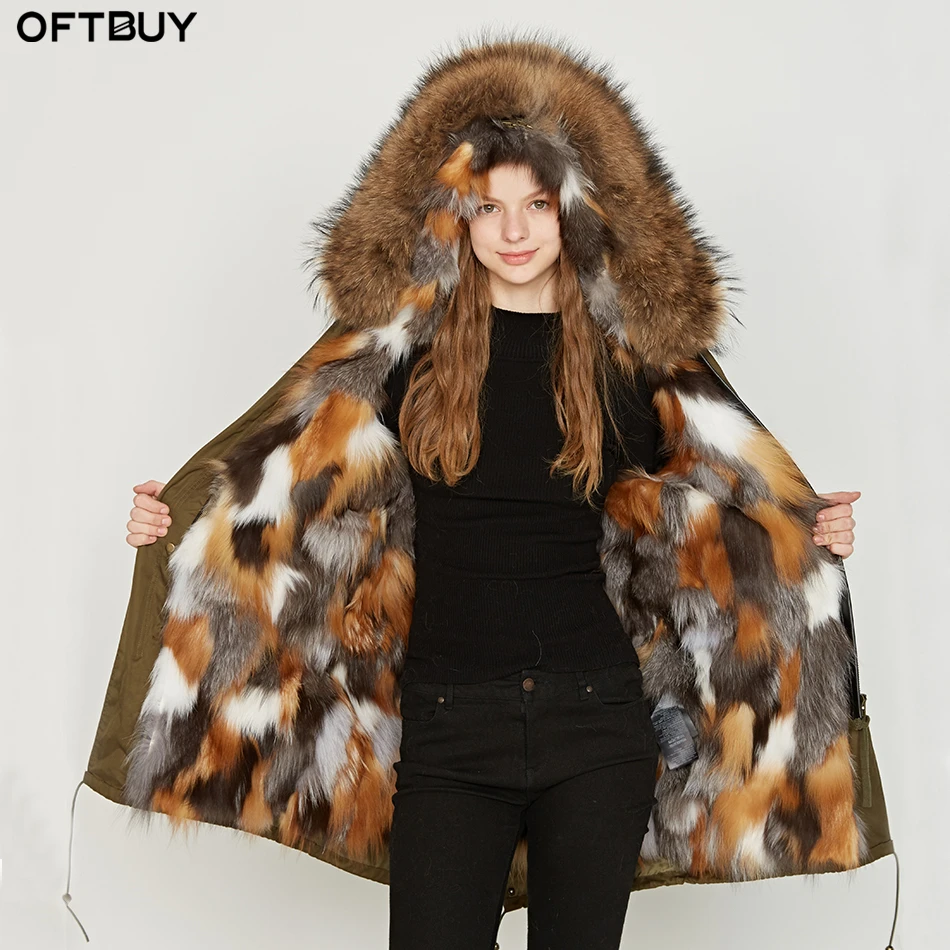 Oftbuy 2019 Waterproof Long Parkas Winter Jacket Women Parka Real