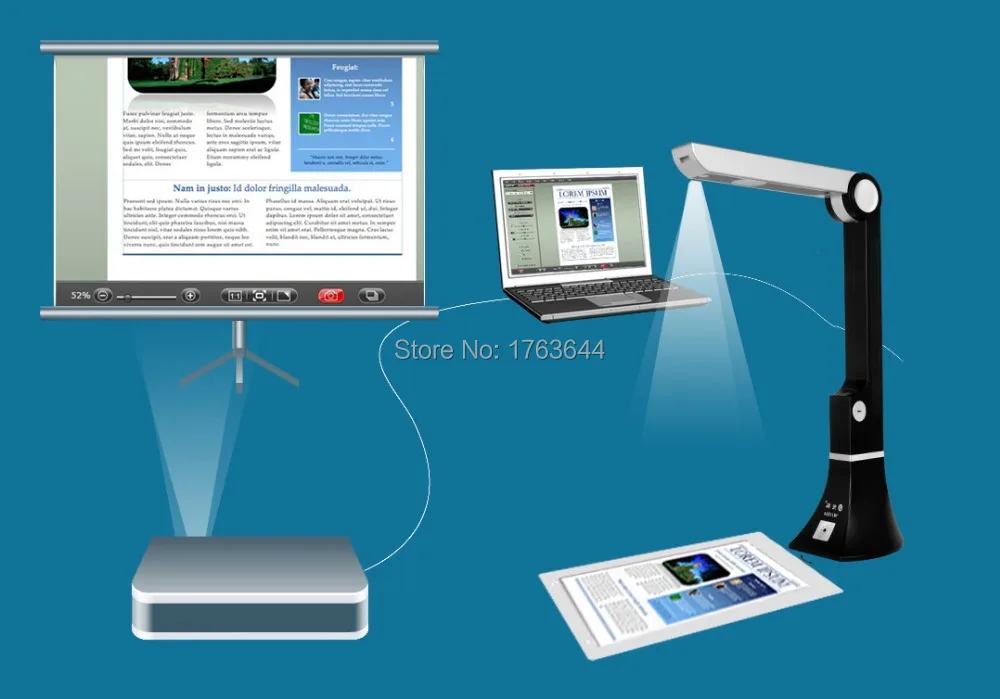 High speed Overhead Portable Document Camera Scanner A4 5 mega pixels ...