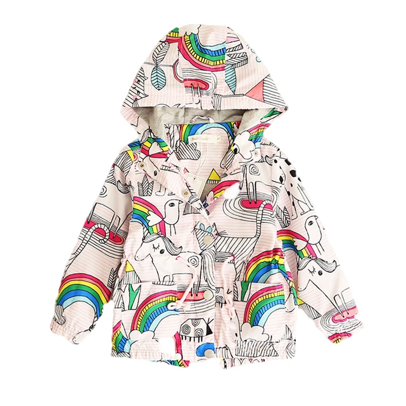 2019 New Spring Autumn Girls Windbreaker Coat Baby Girls rainbow ...