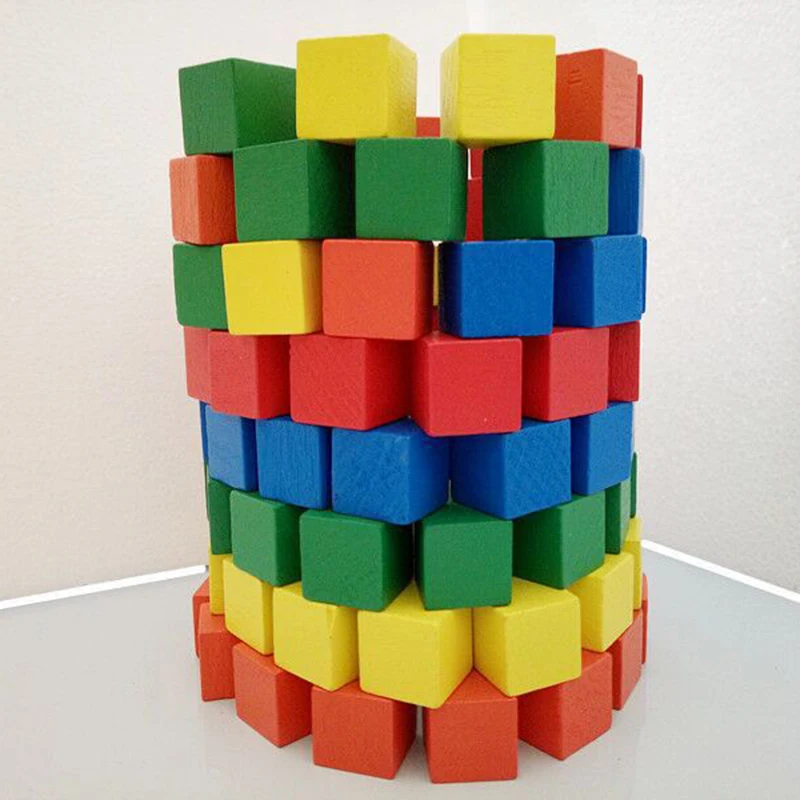 100Pcs/lot 20MM Wooden Colorful Square Assembling Building Blcoks ...