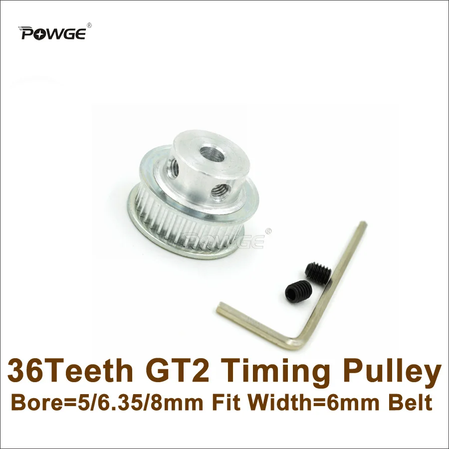Powge 36 Teeth 2gt Timing Pulley Bore 5/6/6.35/8mm Fit Width 6mm 2gt ...