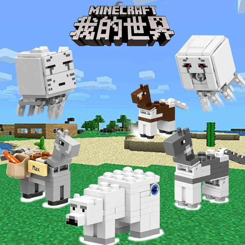 Legoing Minecraft Action Figures GHAST DONKEY HORSE Buiding Blocks Toys ...