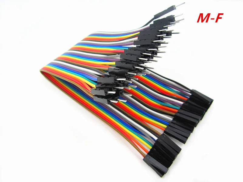 40pcs in Row Dupont Cable 20cm 2.54mm 1pin 1p 1p Female to Male jumper ...