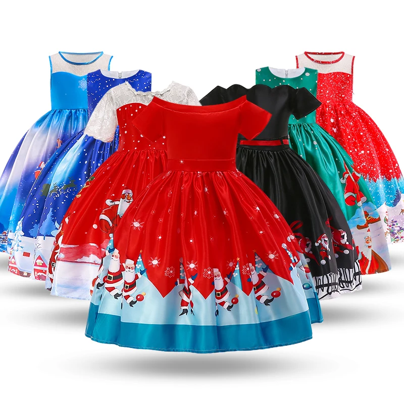 Girls Christmas Dress New Fashion Kids Dresses Clothes Children Floral ...