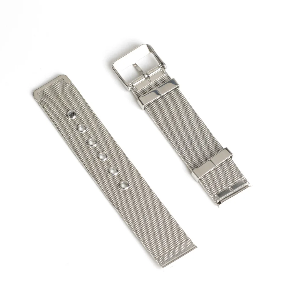 18mm Durable Silver Steel Watch Band Strap Pin Buckle Adjustable ...