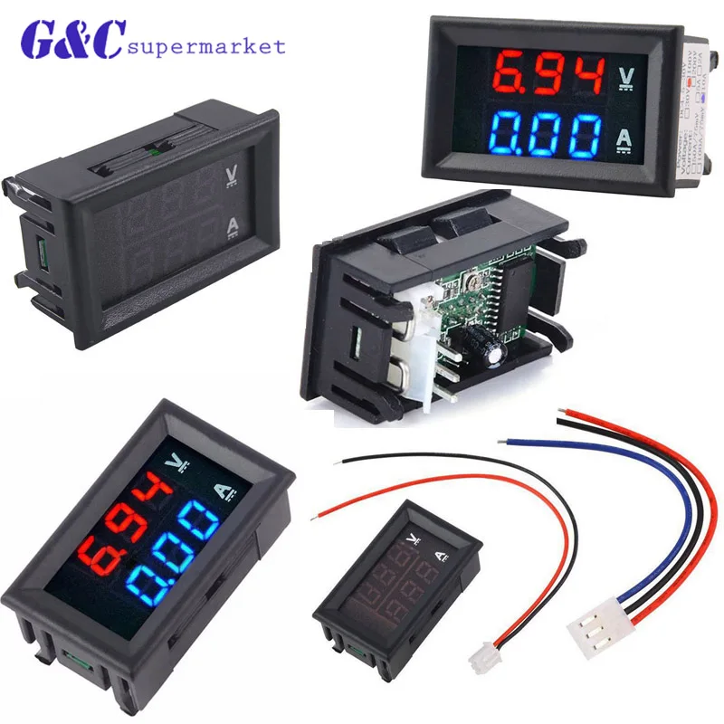 Digital Voltmeter Ammeter Dual Display DC 100V 5/10/20/50A Ampere ...