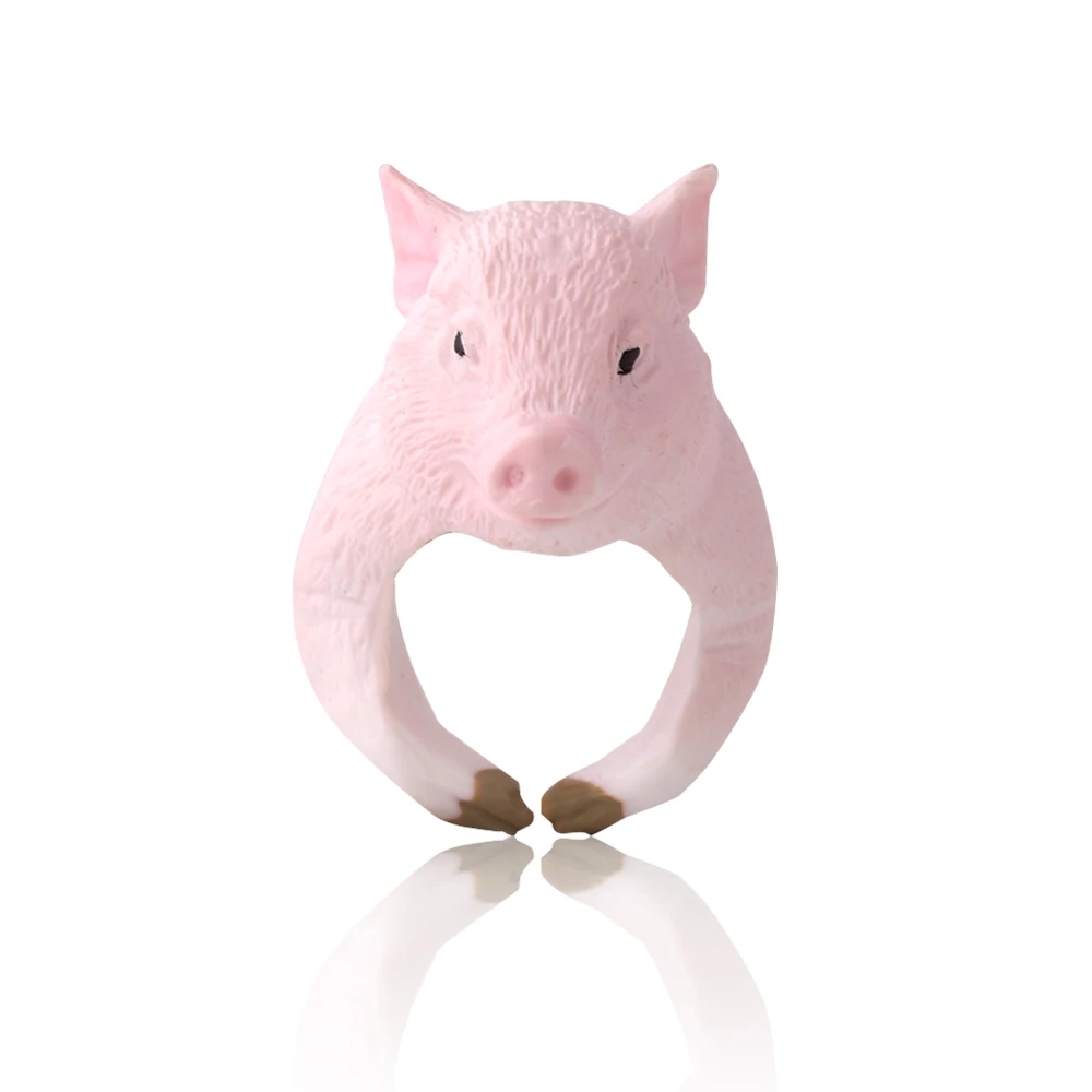 QIYIGE Pig Rings 3D Finger Animal Rings Cute Style Adjustable Sizes For ...