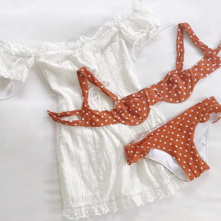 Women Sexy Bandage Bikini Set 2018 Summer Hot Bathingsuit Print Dot