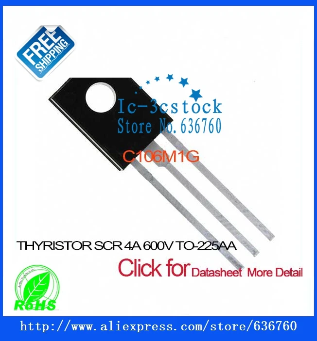 C106m1g tiristor SCR 4A 600 V TO 225AA C106M1G 106 C106 106 M 106M1G ...
