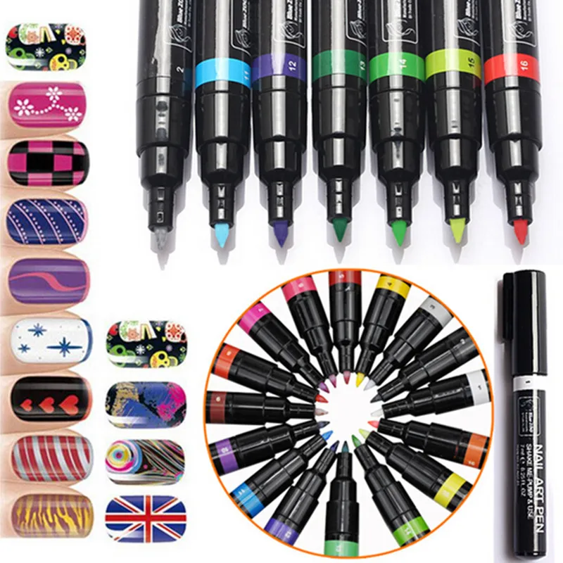 6pcs/lot 16 Color Nail Art Pens Stamp Polish Painting Nails Art DIY ...