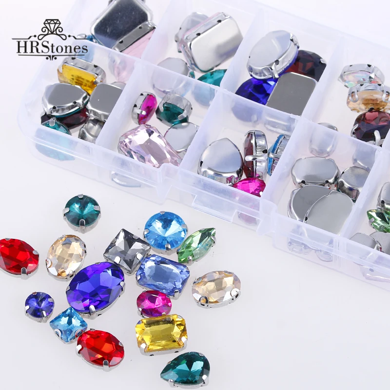 Random Size Mixed 100pcs Claw Rhinestones Crystals 8mm 8x13mm 10x14mm ...