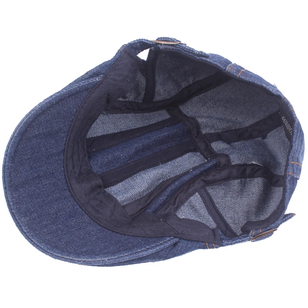 Ретро Регулируемая джинсовый берет Кепки s Для мужчин одноцветное шляпы ...