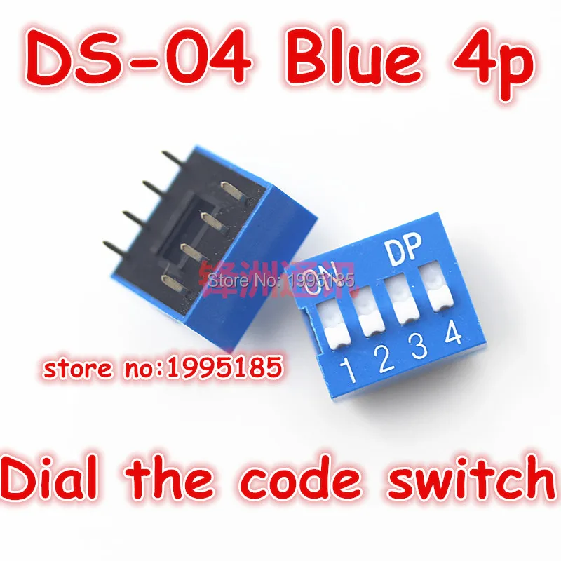 100pcs/lot Ds-04 2.54mm 4p Dip Dial The Code Switch/toggle Switch ...
