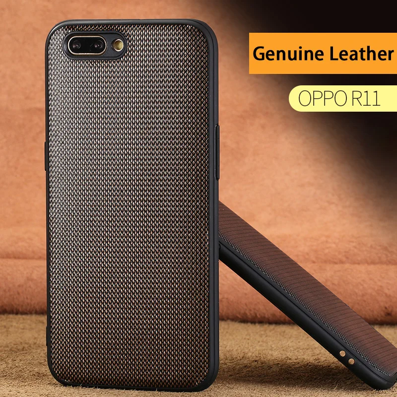 Genuine Leather phone case For OPPO R11 case Diamond texture all ...
