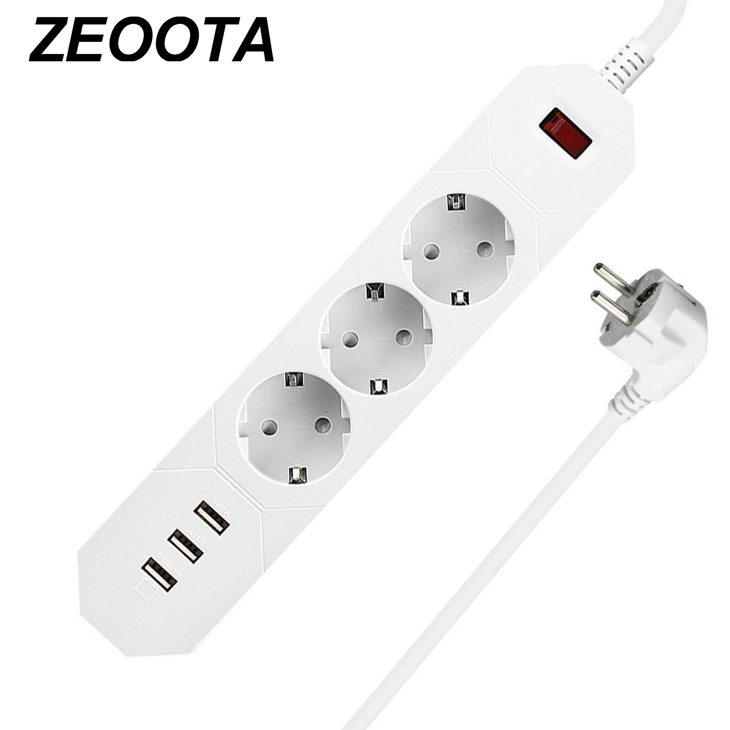 Soket 3 Outlet Colokan EU Perlindungan Lonjakan Arus Listrik dengan ...