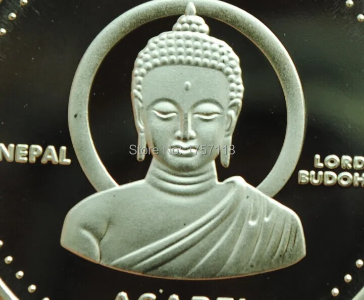 Nepal the lord Buddha Buddhism brass core gold plated souvenir coin ...