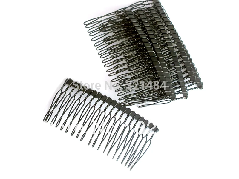 Bulk 100piece 20 Tooth Metal Wire Comb Hair Combs 75mm Black Findings ...