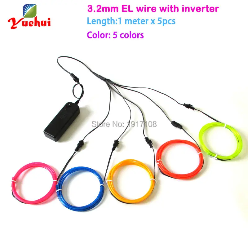 20213.2mm 1M multicolor 5pieces el wire electroluminescent wire rope ...