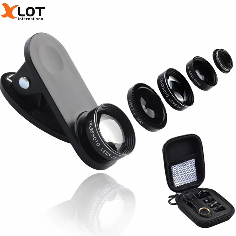 XLOT 5 in 1 Clip on Optic Phone Camera Lens Kit 198 Degree Fisheye ...