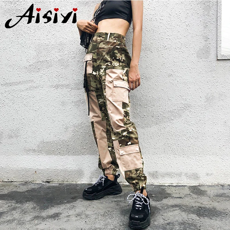 Army Harem Camo Pants Camouflage High Waist Pants Loose Joggers Women