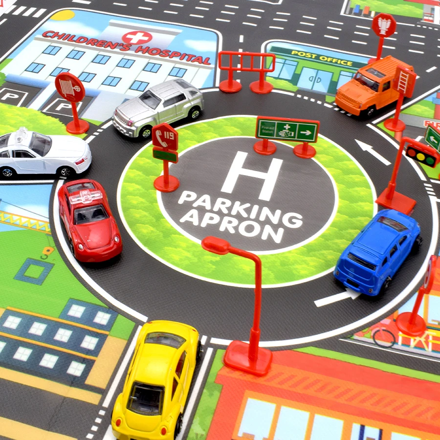 City Car Parking Lot Roadmap Toys for Kids Traffic Signs Road Map ...