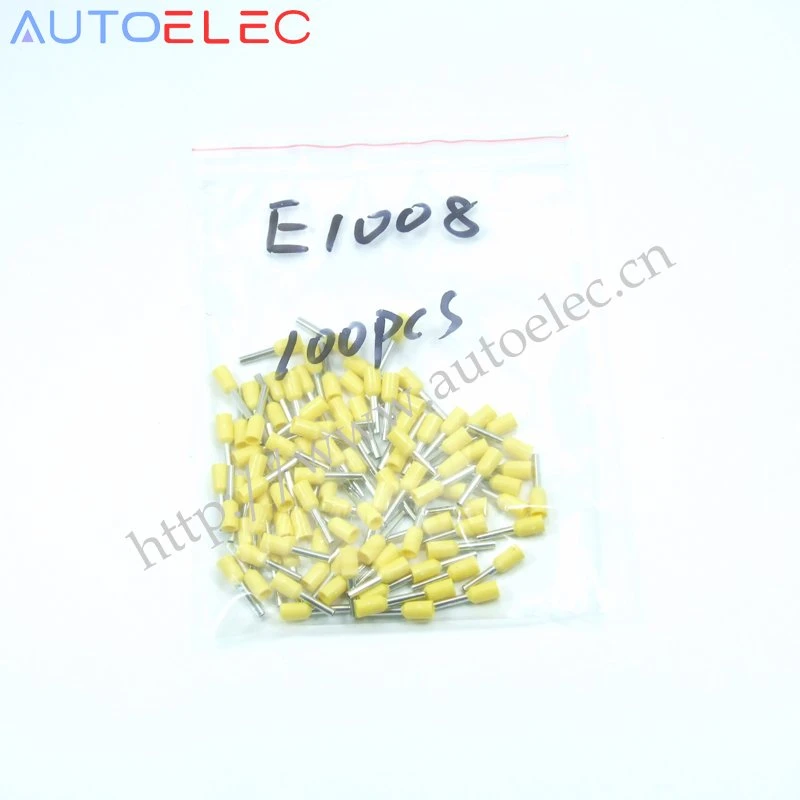 100pcs E1008 Ferrule Terminal Cord End Terminal Awg18 1mm2 Copper Brass ...