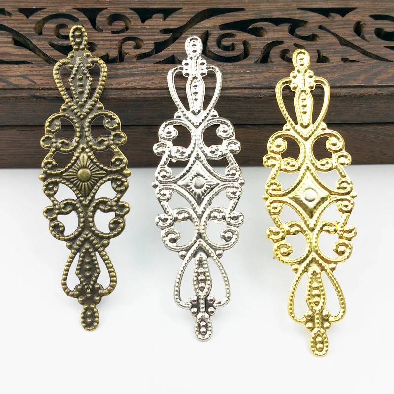 20 pcs/lot 65x20mm Metal Filigree Flowers Slice Charms Jewelry ...