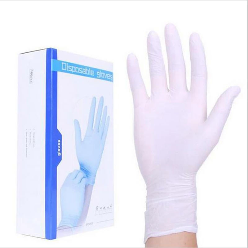 100 Pcs/Box White Disposable Gloves Latex For Home Cleaning Cleaning ...