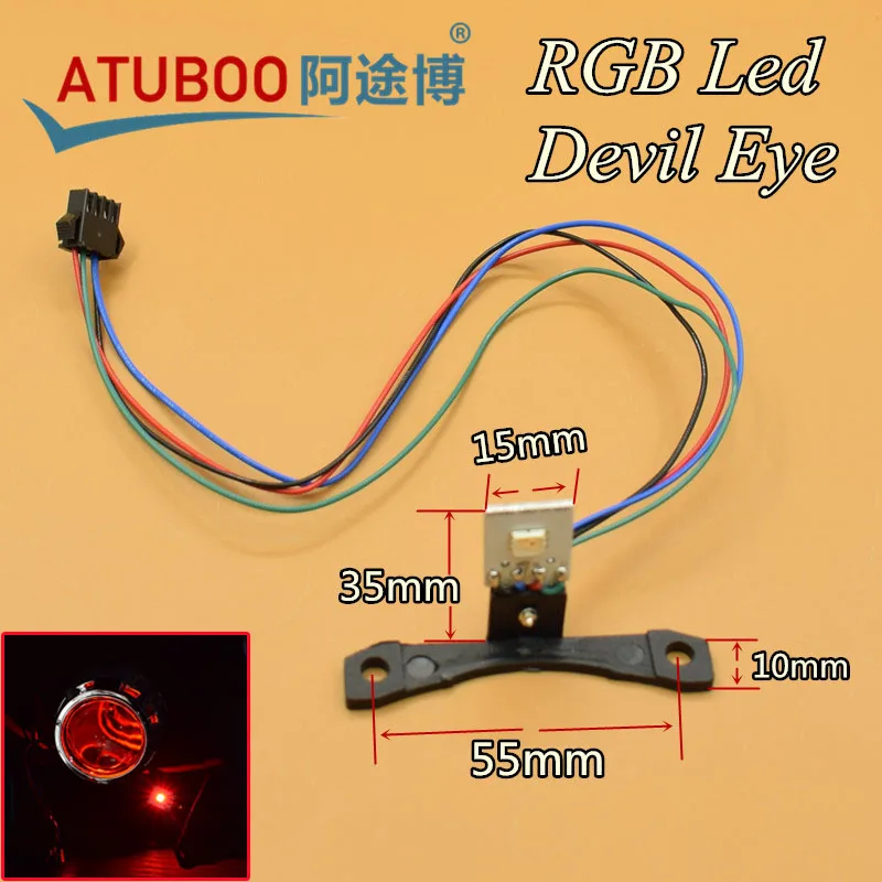 2 unids/par, diseño de coche LED multicolor RGB ojos del diablo Ojo de ...