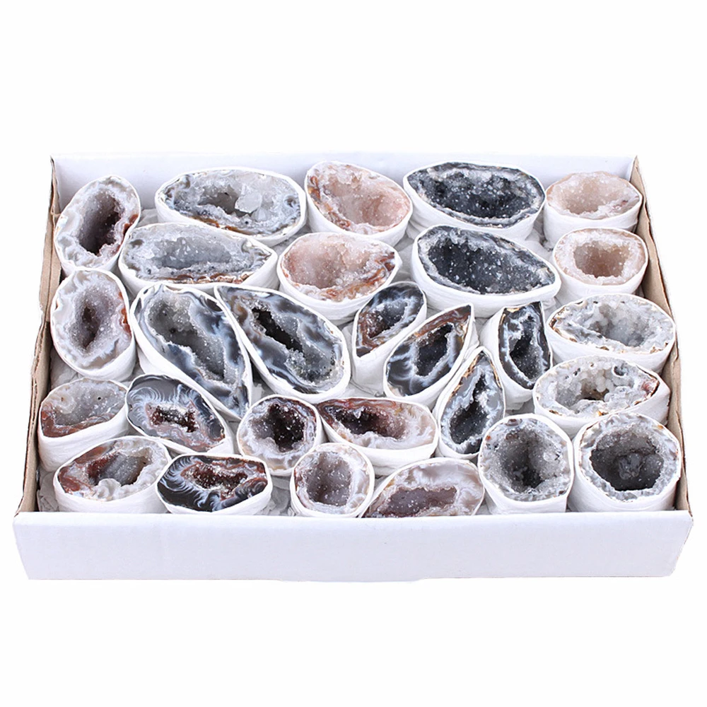 Ds 1 Set Natural Agate Geode Slice Drusy Druse Quartz Crystal Raw Rock ...