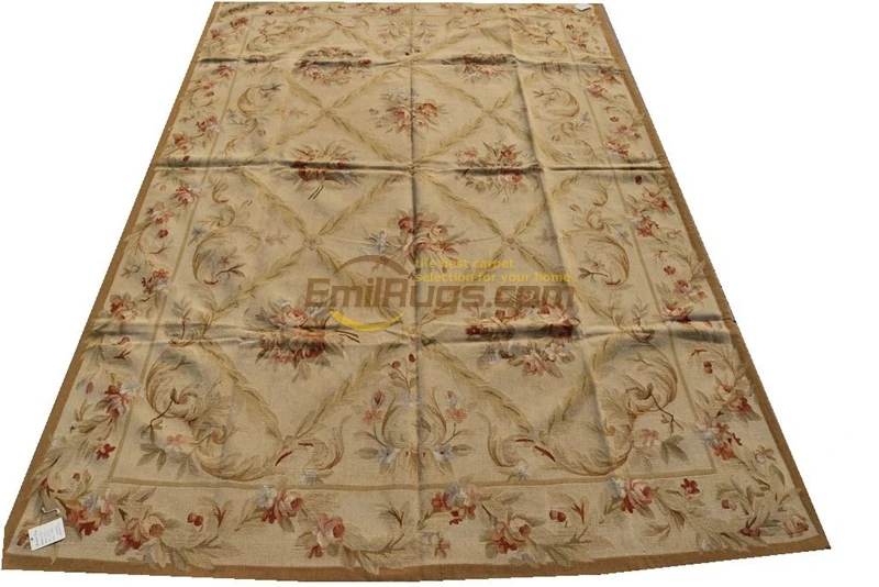Antique French Carpet Aubusson Style Hand Woven Cross Stitch Carpet ...