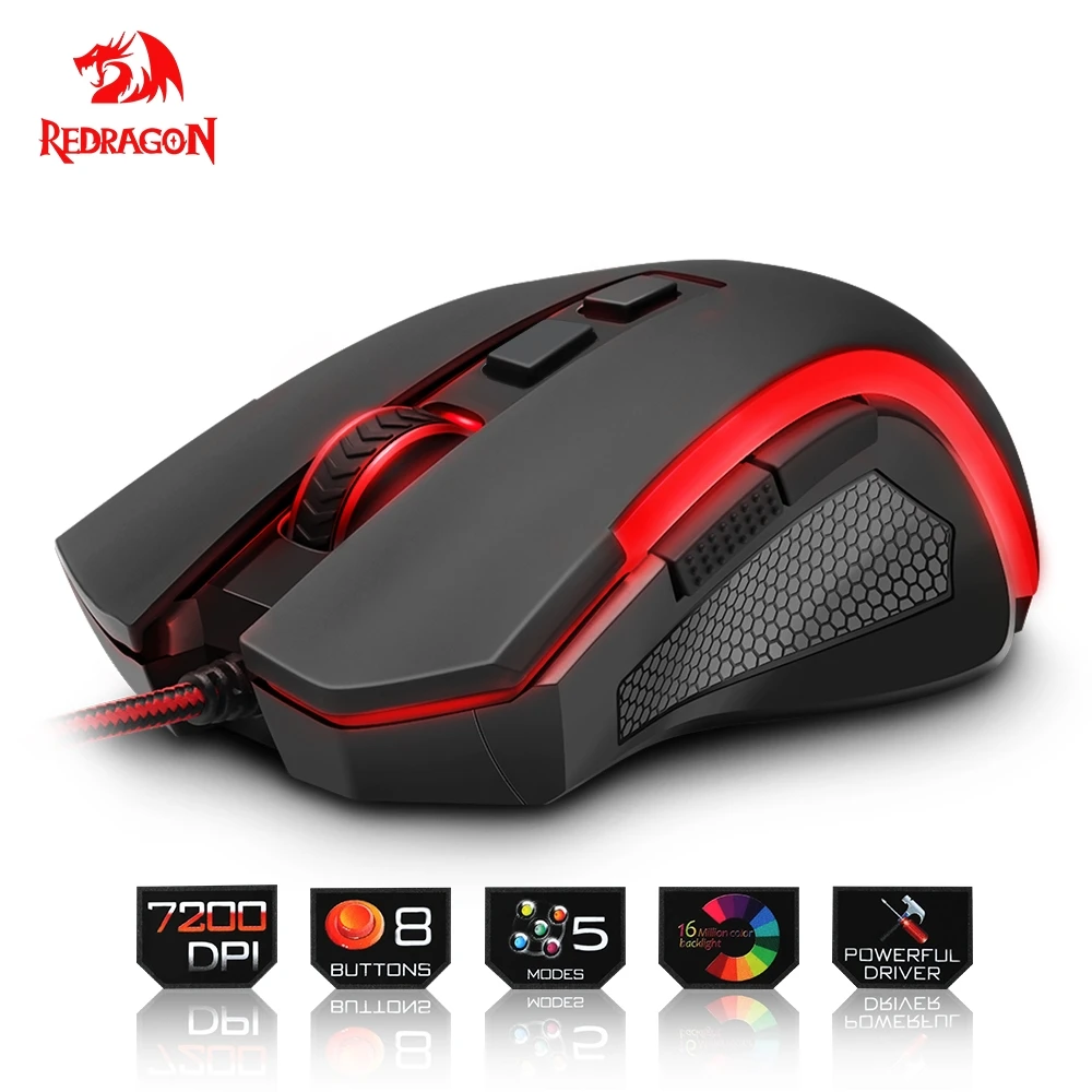Aliexpress.com : Buy Redragon USB Gaming Mouse 7200 DPI 8 buttons ...