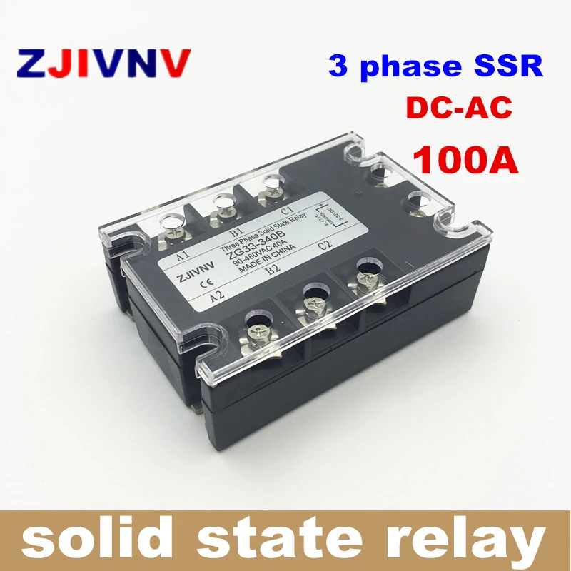 Three phase solid state relay DC AC 100A 3P SSR 100DA ,DC Control ac ...