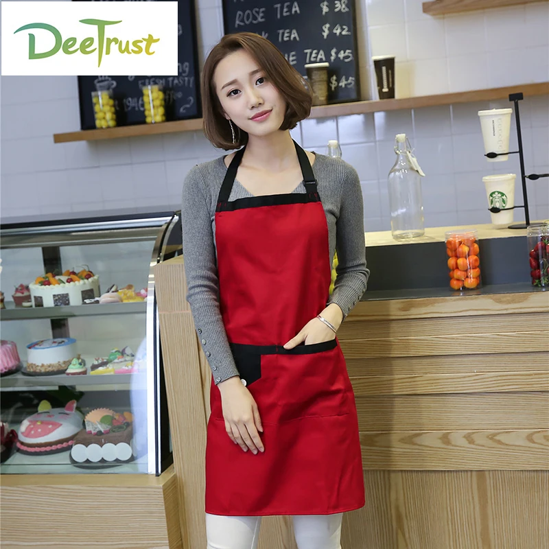 Aliexpress.com : Buy 2017 Polyester Apron Solid Color Detachable ...