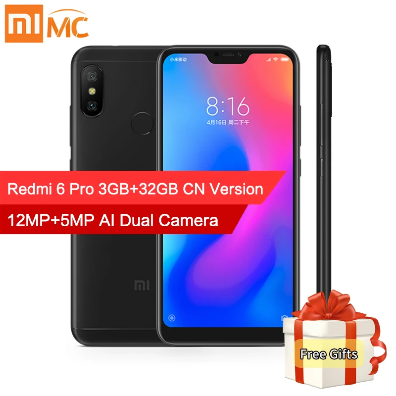 Original Xiaomi Redmi 6 Pro 3GB 32GB Smartphone 5.84" 19:9 Full Screen ...