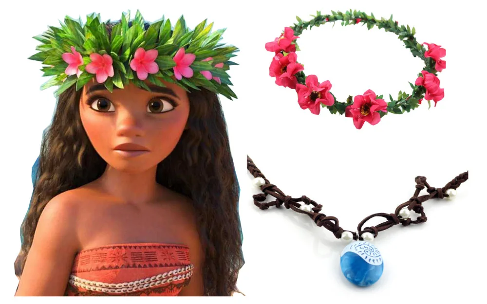 Moana Necklace Flower Headwear Princess Floral Hoop Garland Chain Moana ...