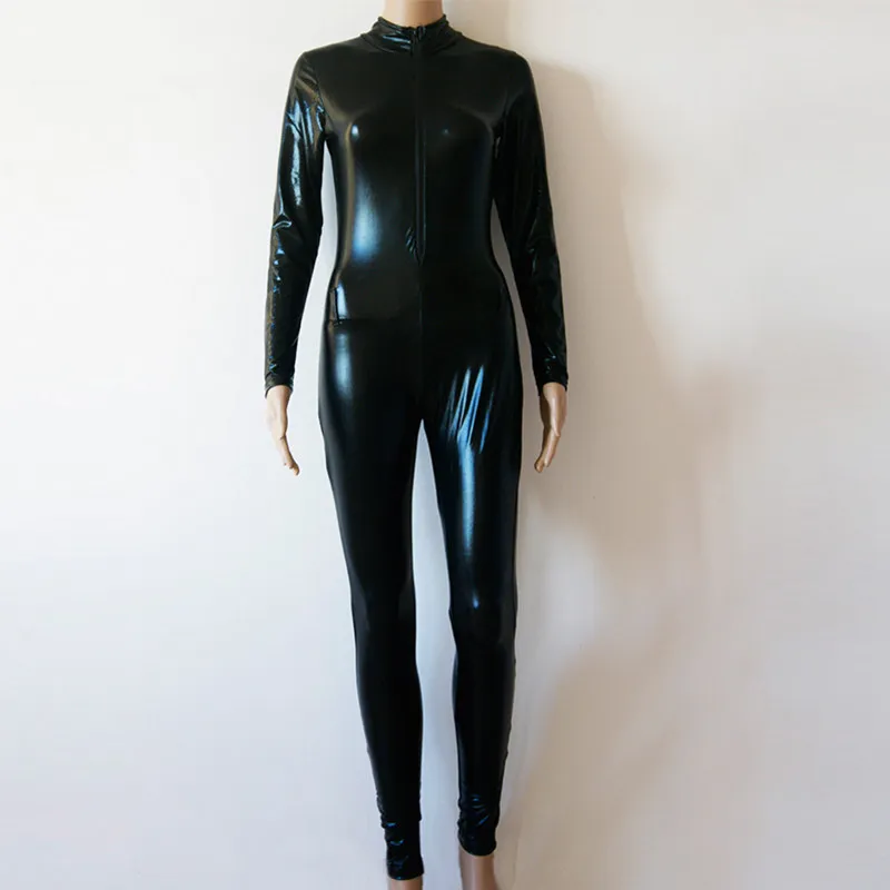 Sexy Faux Leather Catsuit Jumpsuit Bodysuit Playsuit Overalls Women