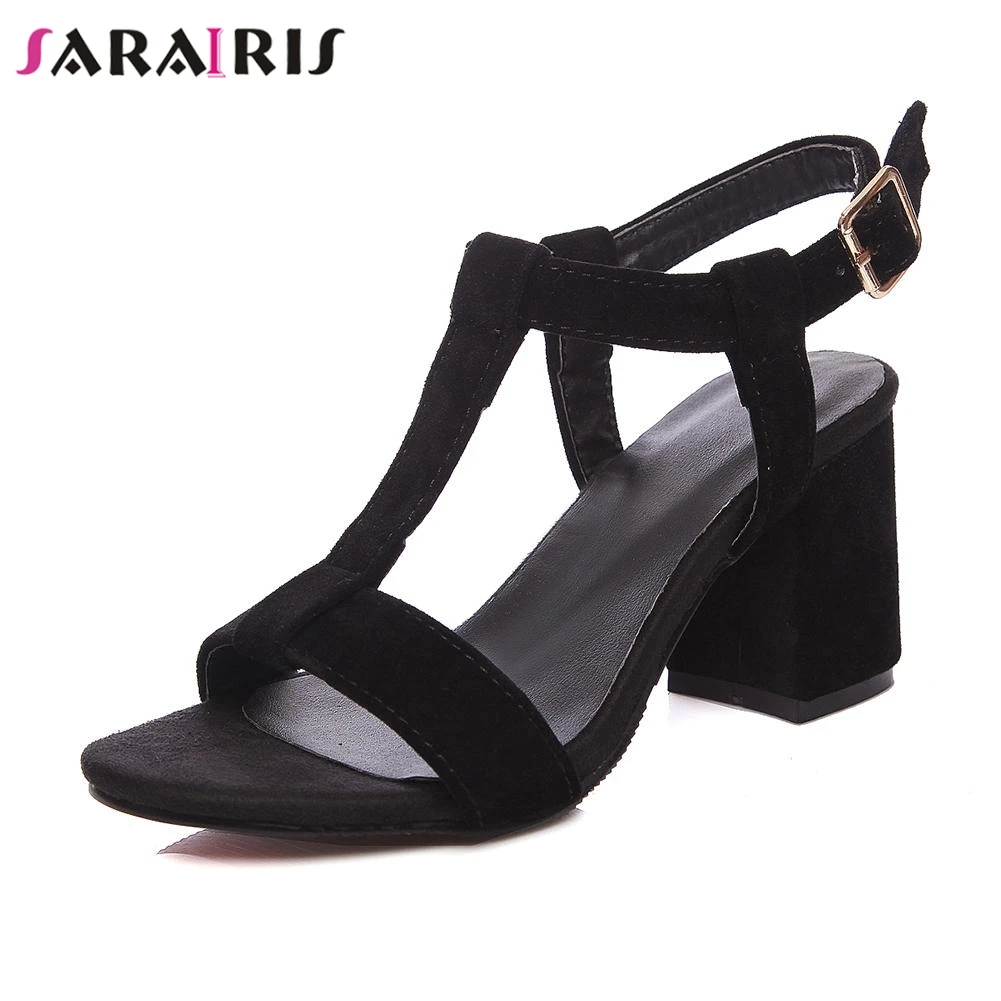 SARAIRIS New Square High Heels T Strap Solid Hot Sale Shoes Woman ...